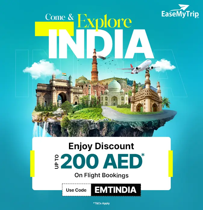 India Flight Offer, Get up to 200* AED Discount on Flight Bookings to India